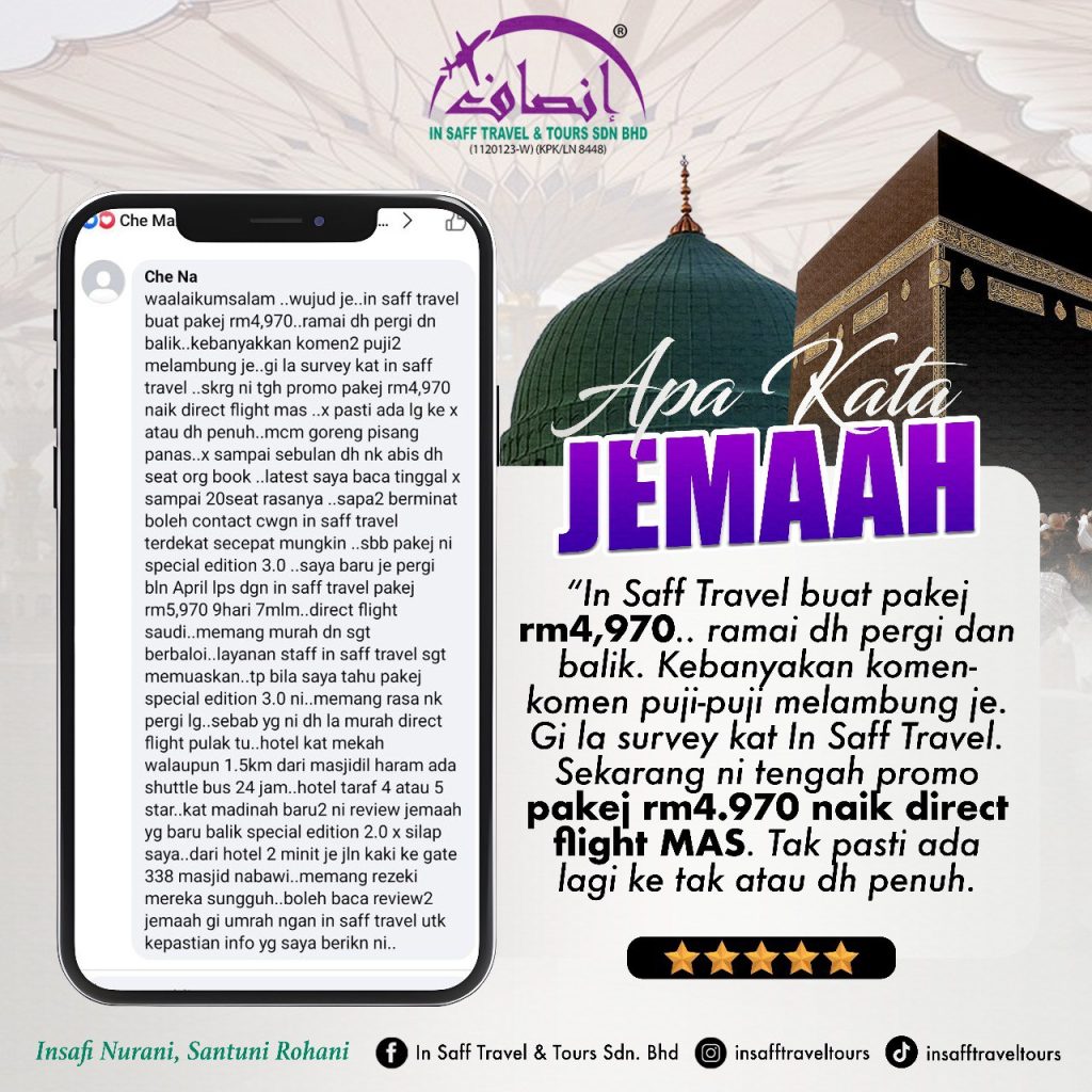 Testimoni Peserta – In Saff Travel & Tours Sdn. Bhd.
